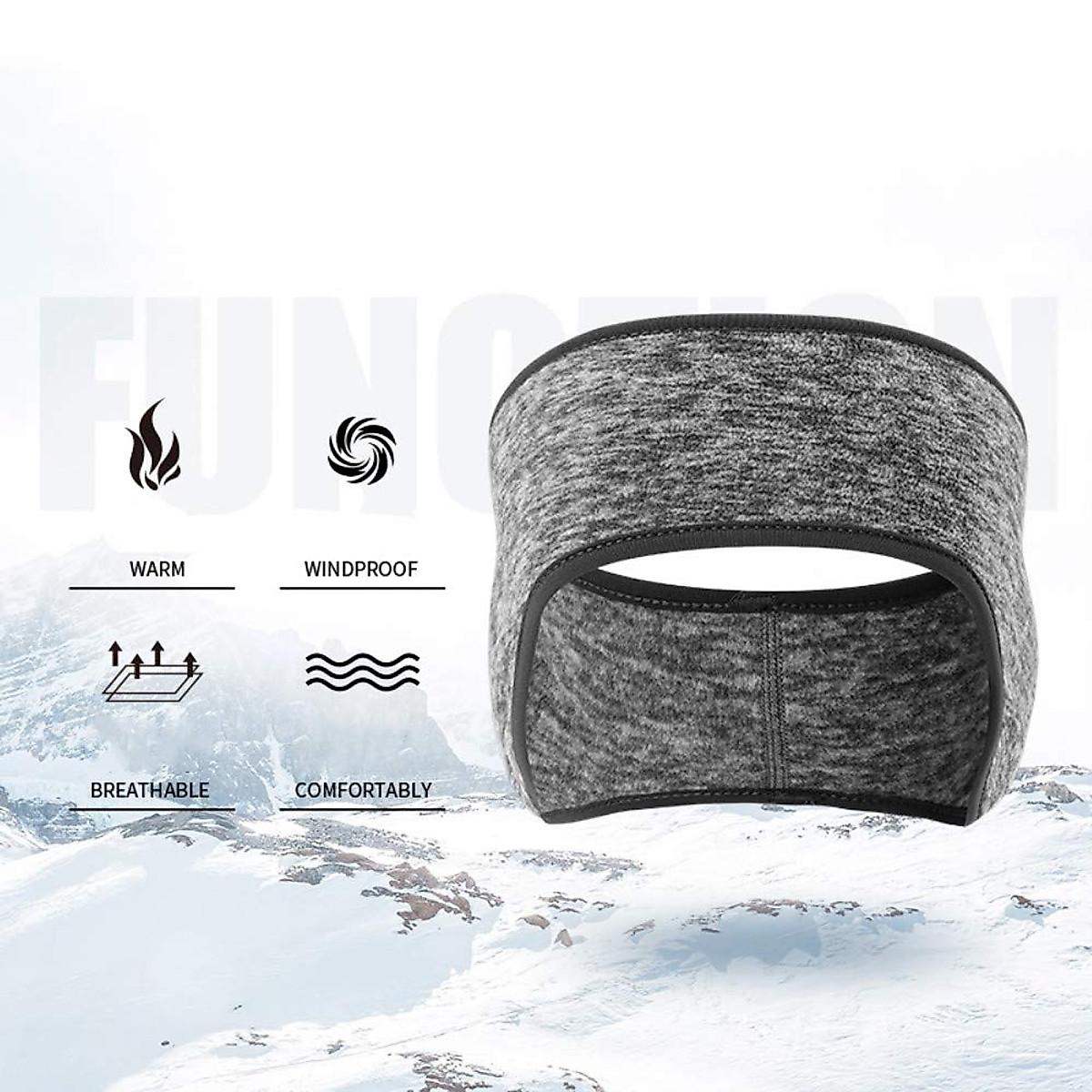 TOWSIX Fleece Ear Warmer Headband, Thermal Ear Muffs for Men & Women & Teens Winter Ear Cover Head Warmers Perfect for Running, Skiing, Hiking, Riding Motorcycle, Wortout, Skiing, Cycling… (Gray)