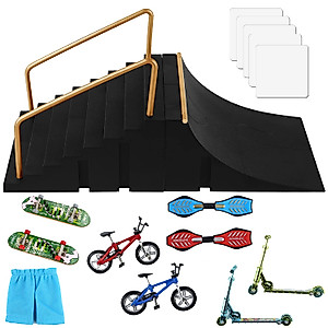 PLSOPPKG Skate Park Kit Ramp Parts for Finger Skateboard Skate Park Kit Part Training Props with Finger Skateboard Finger Bike Scooters and More…