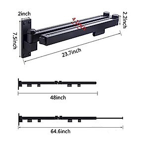 MYOYAY Wall Mounted Folding Clothes Hanger Space-Saver, Indoor/Outdoor Adjustable Clothes Drying Rack, 220 LBS Retractable Dry Coat Hanger for Laundry Room, Storage Organiser Instant Closet,Black