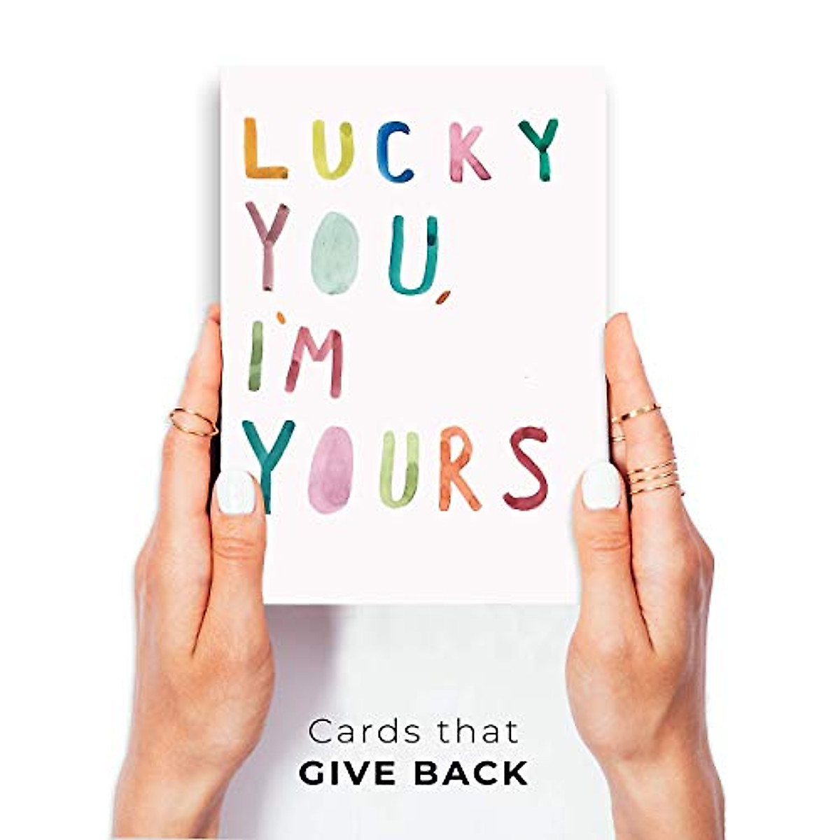 Wunderkid Funny Happy Valentine's Day Card, Lucky You I'm Yours Anniversary Love Card for Him or Her (1 Single Card, Blank inside)