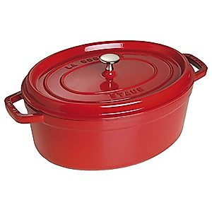 Staub Cast Iron Roaster/Cocotte, Oval 37 cm, 8 L, Cherry Red