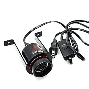 iRuiZhe Reptile Ceramic Heat Lamp Holder Pet Heater Bracket (no Bulb Included) for Amphibian Pet Terrariums Habitat Lizard Tortoise,300W Black