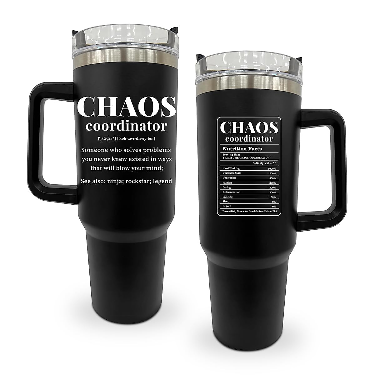 Chaos Coordinator 40oz Tumbler Thank You Gifts Water Bottle Boss Gifts Double Wall Travel Coffee Mug Stainless Steel Vacuum Insulated Thermal Cup for Men Secretary Supervisor Leader Birthday Christmas