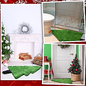 Tinideya Christmas Tree Bathroom Rugs Cute Bath Mat for Kids 28''x20'' Bath Mats for Tub Christmas Tree Green Bath Mat Christmas Bathroom Decoration Washable Christmas Decorative Non Slip Doormat