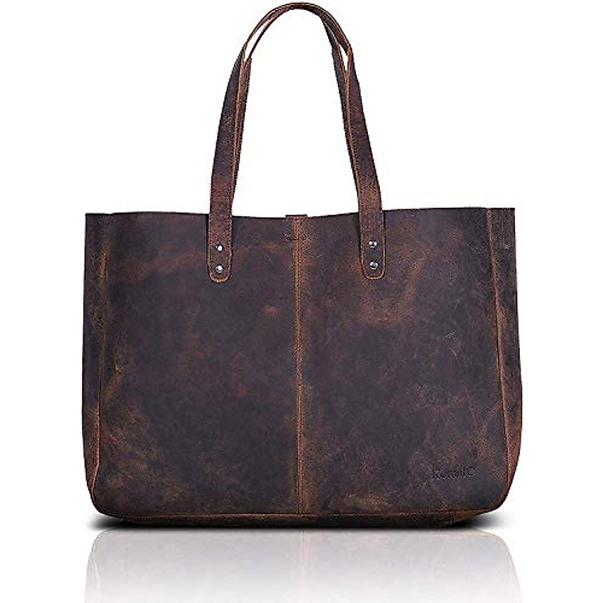 KomalC Leather Shoulder Bag Tote for Women Purse Satchel Travel Bag shopping Carry Messenger Multipurpose Handbag (18.5 INCH, Buffalo Distressed Tan)