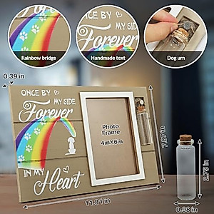 Pet Memorial Picture Frame for Dog, Pet Dog Rainbow Bridge Picture Frame with Ashes Urn, Fur Baby Passing Away Gifts to Dog Owners, Pet Loss Remembrance Photo Frame, Pet Puppy Keepsake to Condolences