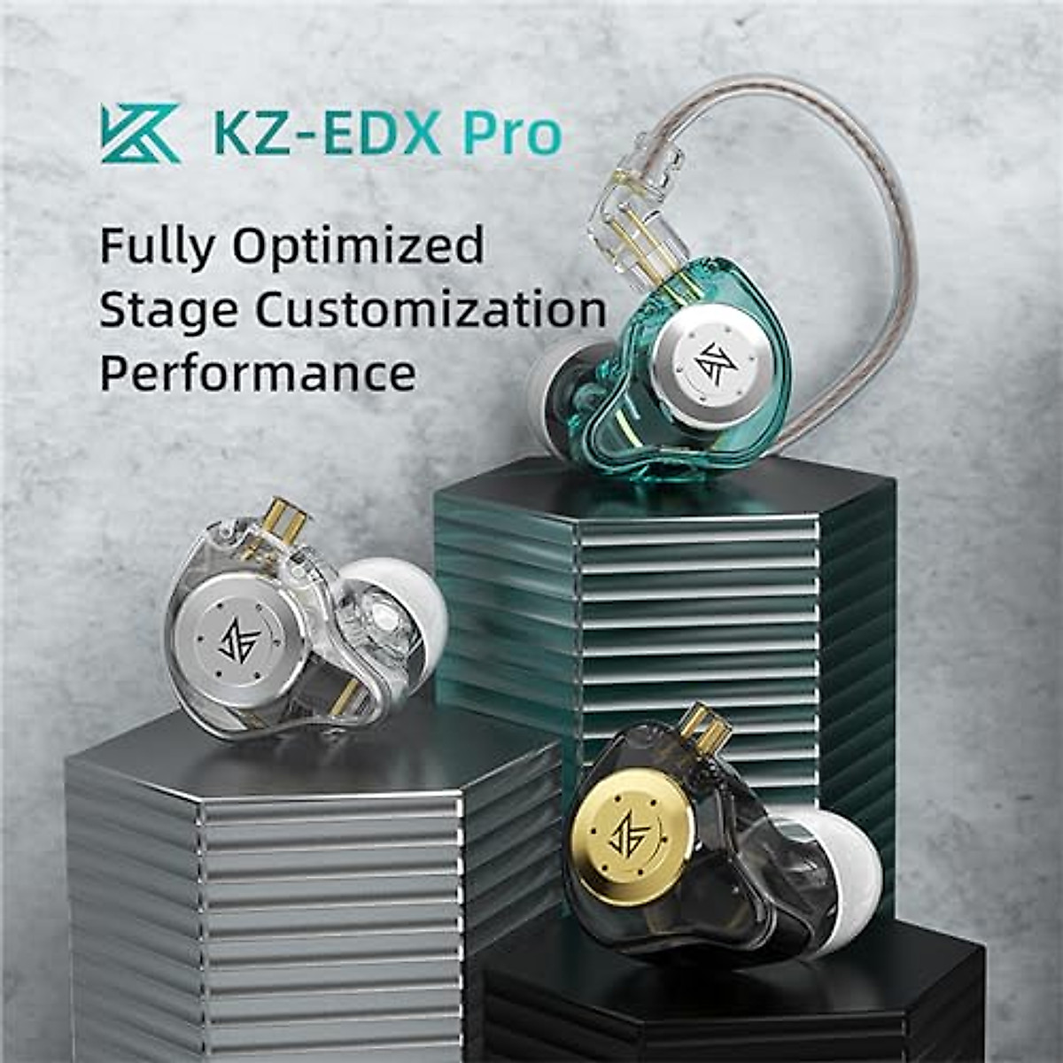 KZ EDX PRO iem Gaming Earbuds with 1DD, Wired Earphones Headphones, KZ in-ear Monitors, HIFI Deep Bass Sound with New 10mm Dynamic Driver Detachable Cable for Gaming Sport Church Video(Cyan, with mic)