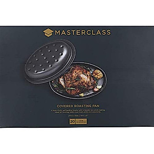 MasterClass Self-Basting Non-Stick Roasting Tin with Lid, Carbon, Grey, 27 x 18 x 10cm