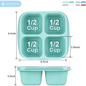 CIGENBON Bento Snack Boxes 4 Pack, Reusable Bento Boxes Kids with 4 Compartments & Fork, Lunch Snack Containers for Kids Adults, Divided Food Storage Containers for School Work Travel (Wheat)