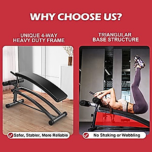 Gym-Quality Sit Up Bench with Reverse Crunch Handle - Solid Ab Workout Equipment for Your Home Gym. More Effective than an Ab Machine or Ab Roller. Get a Great Abdominal Workout at Home