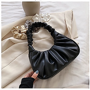 Purse Vintage Retro Shoulder Bag Vegan Leather 90s Rachel Bag Mini Purse Fashion Bag Chic… (Midnight Black)