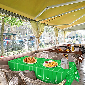 Esjay Football Party Decorations Supplies, Football Tablecloth Table Covers Disposable Plastic, Football Field Themed Birthday Decorations, 3 Pack (54”x72”)