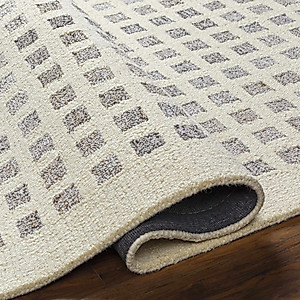 Hauteloom Harib Wool Living Room, Bedroom Area Rug - Beige, Purple, Gray - 8' x 10'