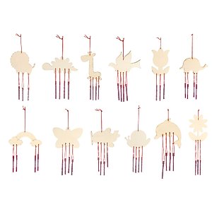 MILISTEN 12pcs Wind Chime Kit for Boys Girls to Build and Paint Arts and Crafts for Ages 4-6 6-8 8-12 DIY Wooden Animal Wind Chime Craft Kits for Garden Home Decoration