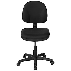 Office Star Pneumatic Sculptured Office Task Chair with Thick Padded Seat and Built-in Lumbar Support, Black