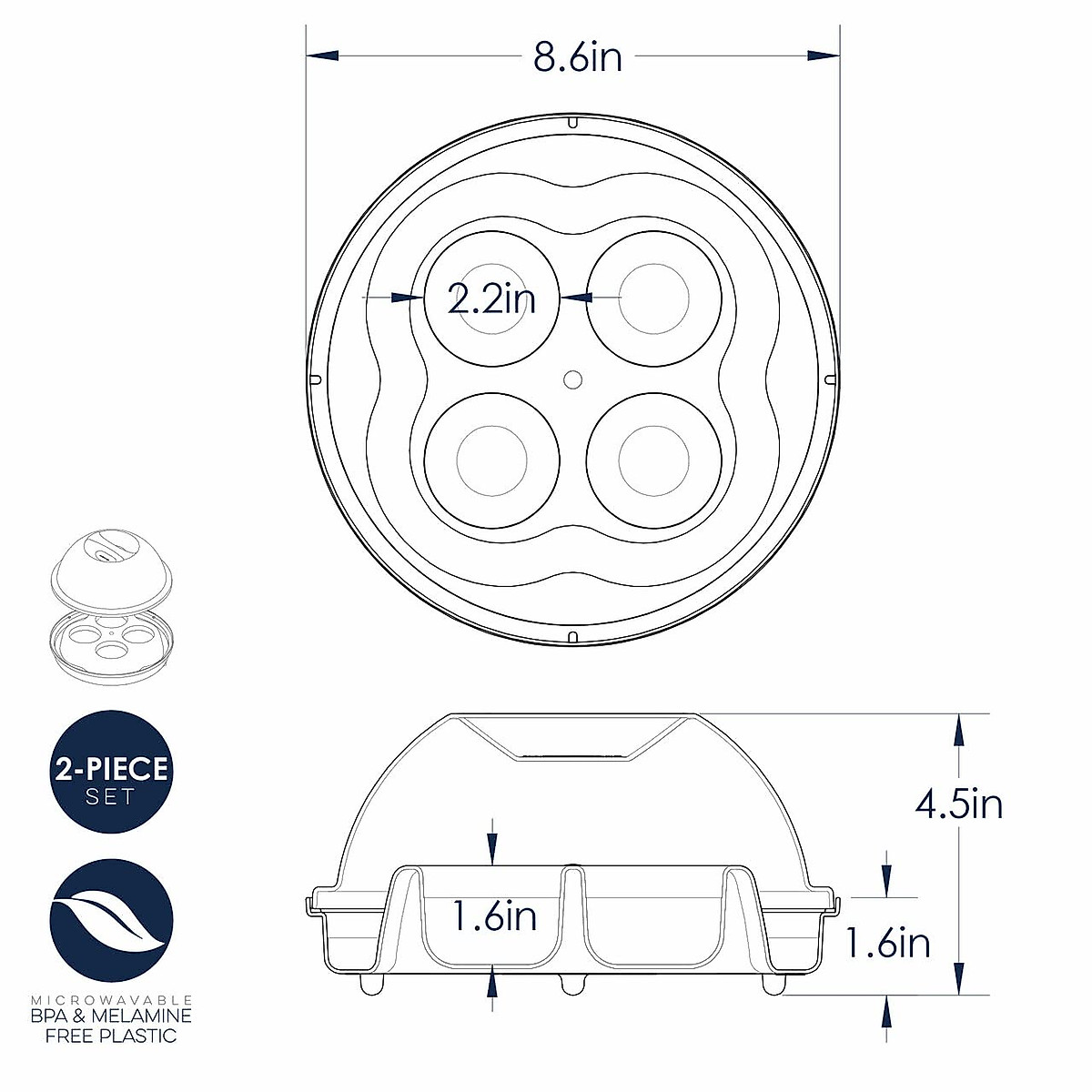 Nordic Ware Egg Bites Pan Microwave Cookware, 4 Cavities, 1/4 Cup Cavities