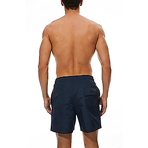 Gopune Mens Slim Fit Quick Dry Short Swim Trunks with Mesh Lining (Navy,M)