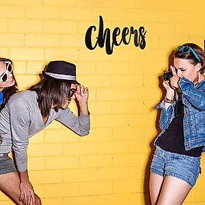 Cheers Wall Decor Cheers Sign Metal Bathroom Cheers Sign for Home, Office, Living Room Decoration, Black