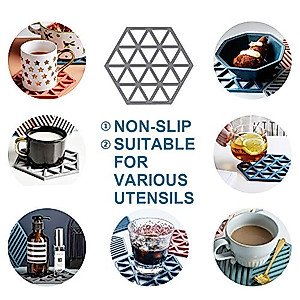 Silicone Trivets Mats for Dishes and Pots, Trivets Hot Pads for Table Countertops, Heat Resistant Trivets, Kitchen Pot Mat Table Decor trivets Pads for Bowl Dish Cooking Dining Set, (3 PCS, Grey)