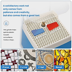 ANBULL Stained Glass Grinder Machine,Mini Portable Stained Grinder Glass Art Grinding Tool with 5/8" & 1" Grinder Bits (110V, 65W, Blue)