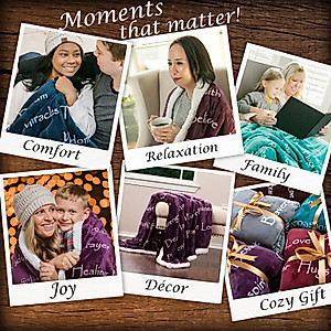 Chanasya Premium Sympathy Warm Hugs Gift Throw Blanket - for Positive Energy Love Support Comfort - Breast Cancer Chemo Get Well Purple Gift Blanket - Women Mom Grandma (60x70 Inch) Aubergine