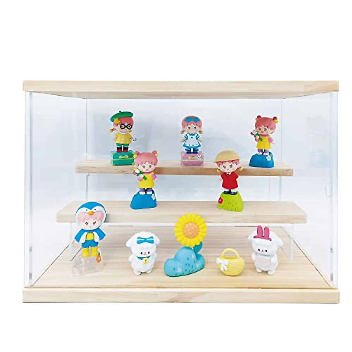Clear Acrylic Display Case for Mini Funko Pop Action Figures,Display Stand Riser Shelf with 3 Steps,Display Cabinet Dustproof for Mini Figure Toys Perfume Gem Stone Collectibles(12.5 x7 x10.4 inch)