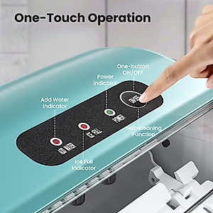 Portable Ice Maker Machine with Handle, 26lbs/24Hrs, 6Mins/9 Ice Cubes, Self-Cleaning with Basket/Scoop, Countertop Ice Makers for Home/Kitchen/Office(Green)