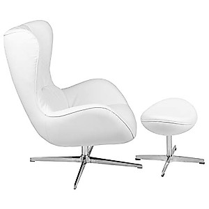 Flash Furniture White LeatherSoft Swivel Wing Chair and Ottoman Set