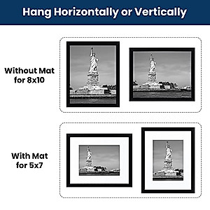 ENJOYBASICS 8x10 Picture Frame, Display Poster 5x7 with Mat or 8x10 Without Mat, Wall Gallery Photo Frames, Black, 2 Pack
