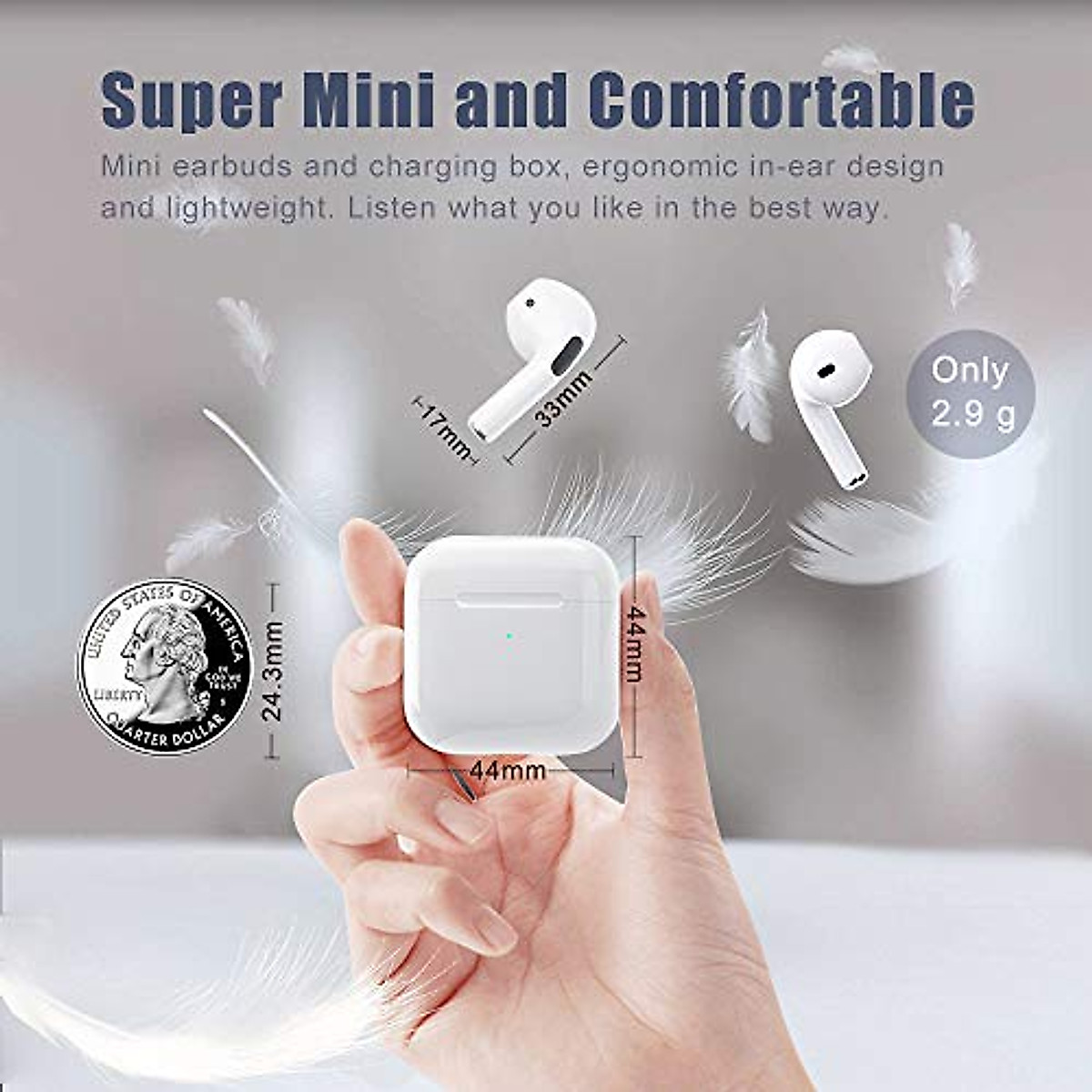 Wireless Earbuds, Bluetooth Earbuds IPX7 Waterproof Wireless Bluetooth with Microphone Charging Case 24H Playtime,Pop-ups Auto Pairing Hi-Fi Stereo Sound Headset for iPhone/Samsung/iOS/Android