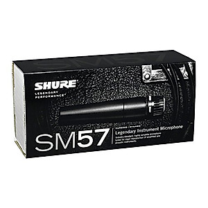 Shure SM57-LC Instrument/Vocal Cardioid Dynamic Microphone Bundle with Mic Boom Stand, XLR Cable, Mic Clip, and Bag