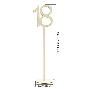 Wooden Table Numbers, 1-20 Wood Number with Stand, 13.5" Tall Rustic Wedding Table Numbers with Holder Base for Receptions, Banquets, Restaurants, Hotels, Parties