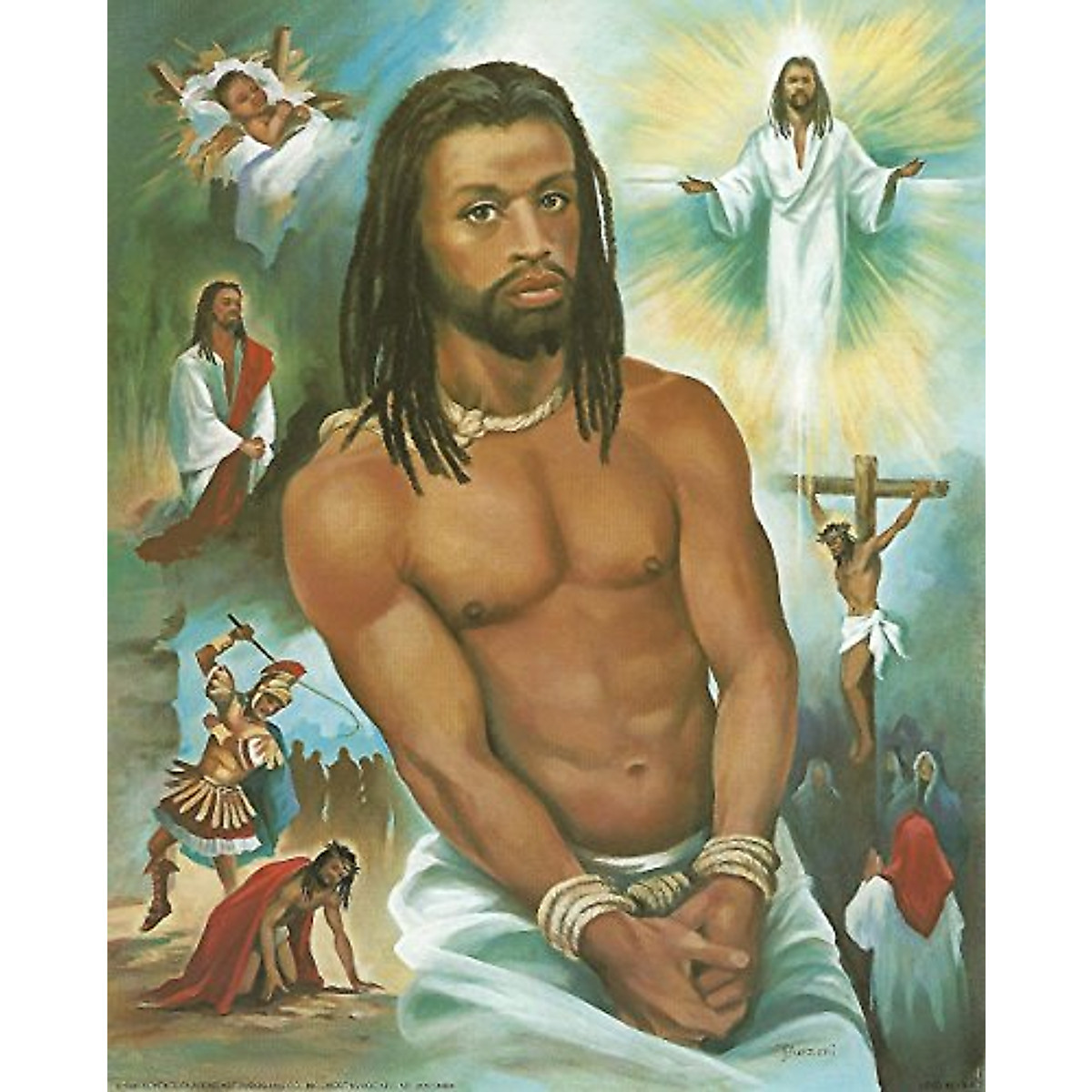 Title: His Voyage: The Life of Black Jesus by Vincent Barzoni (10x8 inches, Gold Frame)