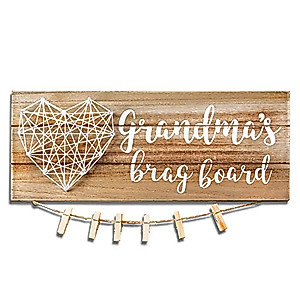 VILIGHT Grandma Gifts from Granddaughter and Grandson - Grandma’s Brag Board - Nana Granny Picture Frame Photo Holder - 13.5x5.5 Inches