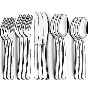EWFEN 60-Piece Silverware Set, Heavy Duty Stainless Steel Flatware Set for 12, Food-Grade Tableware Cutlery Set, Utensil Sets for Home Restaurant, Mirror Finish, Dishwasher Safe