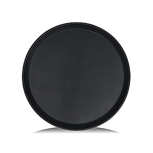 Hakka Round Restaurant Serving Trays,Waitress Tray with Non-Slip Surface 16-Inch 6 Pack Black