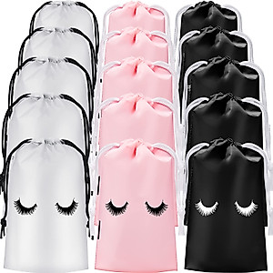 Reginary 60 Pieces Eyelash Cosmetic Bags Mini Small Lash Aftercare Bag Shampoo Bath Bags Plastic Organizer Jewelry Storage Gift Bag Pack for Travel Packaging Small Business, 3 Colors, 4 x 6 Inch