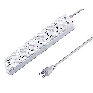 FANLIDE Universal Power Strip with USB C, 5 Outlets 3 USB and 1 USB C Ports, 6.5ft Power Cord Circuit Breaker