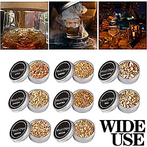 QUKLOGEN 8 Pack Smoke Infuser Wood Chips,Drink Smoker Infuser Kit Wood Chips Included Cherry,Apple,Pecan,Peartree,Oak,Beech,Hickory,Mixed Wood