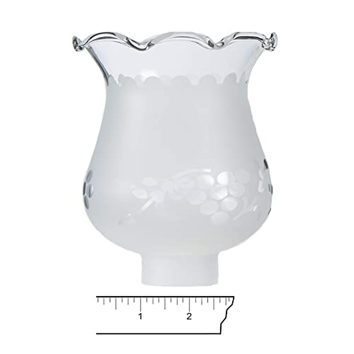 B&P Lamp 1 5/8 Inch Fitter Colonial Style Frosted and Etched Design Glass Lamp Shade for Vintage and Antique Style Lamps