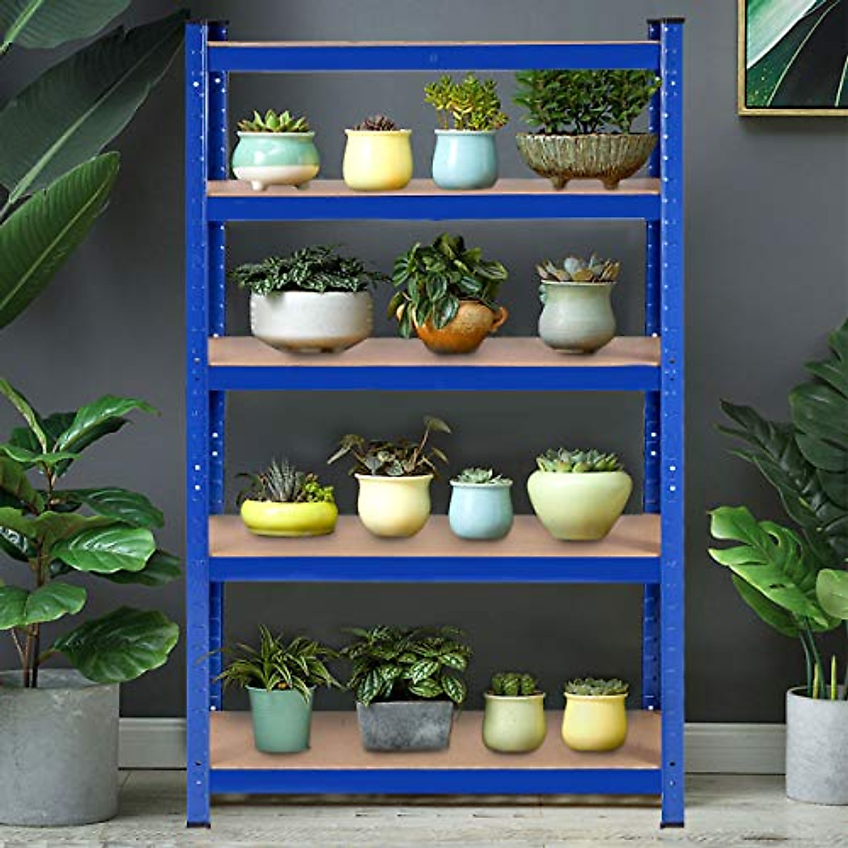 Tangkula Metal Storage Shelves, 60inches Heavy Duty Frame Organizer, 5-Tier Garage Shelf, Multi-Use Storage Shelving Unit, Storage Rack with Adjustable Shelves (30" L×12" W×60" H) (1)