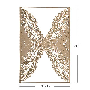 YU FENG 24pcs Vintage Wedding Invitations Cards with Laser Cut lace Flower for Bridal Shower,Engagement,Anniversary or other Event Ideas