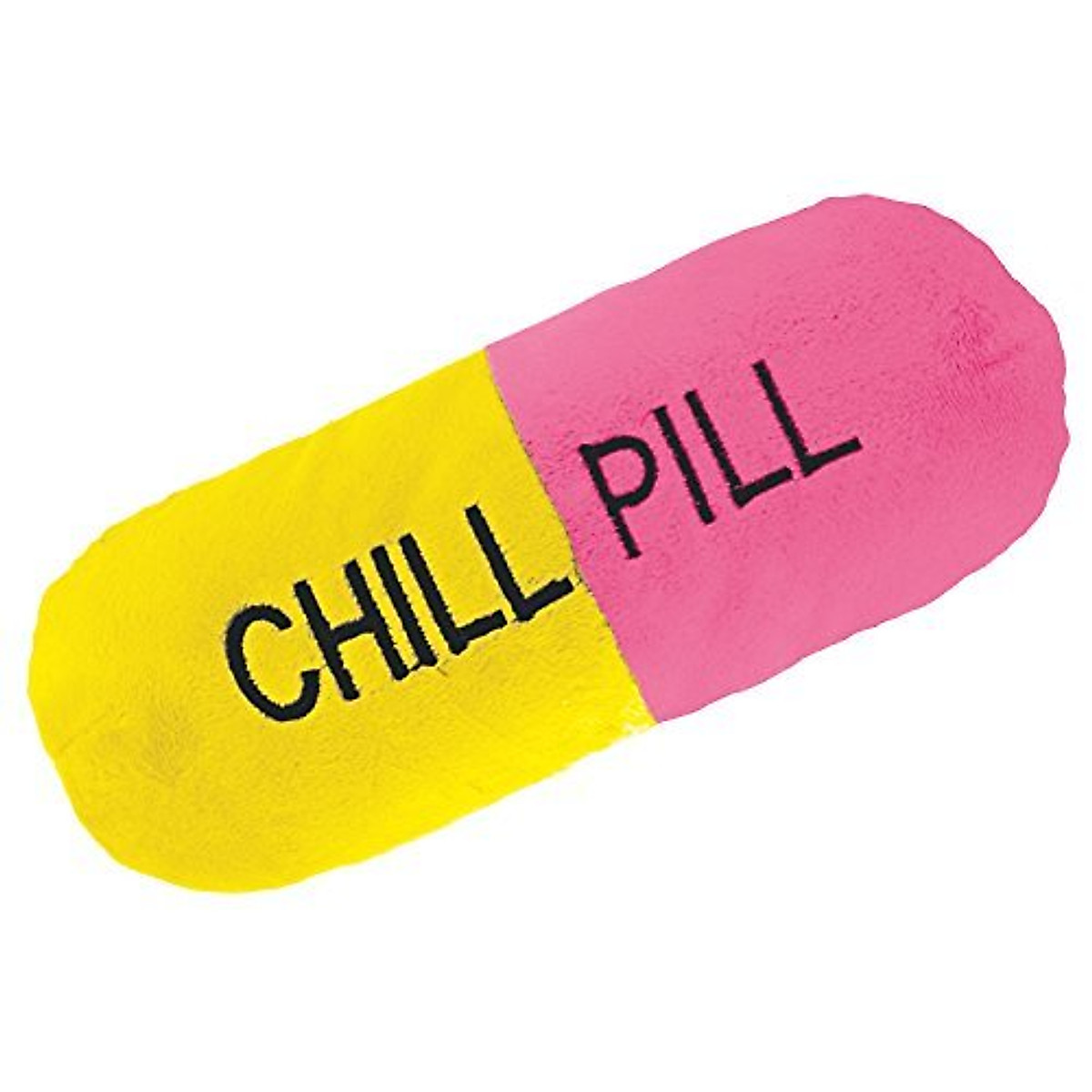 Rockin Gear Chill Pill Throw Pillow 11" x 4" Soft and Plush Decor Kids Pillow and Novelty Pillow (Pink and Yellow)