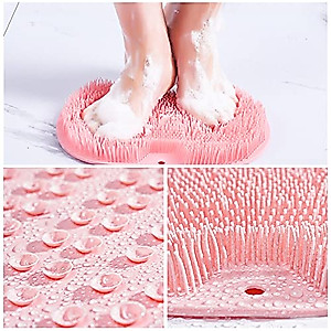 2 Pcs Shower Foot & Back Scrubber, Silicone Bath Massage Pad, Silicone Body Scrubber, Wall Mounted Back Scrubber, Silicone Bath Massage Cushion Brush with Suction Cups