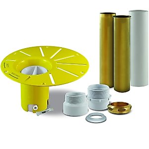DROP-IN DRAIN Installation Kit for Freestanding Bathtub - with White PVC Pipe and brass pipes