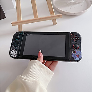 ENIFLY Cute Soft Shockproof Kuromi Dockable Cover Case Compatible with Nintendo Switch, Durable Scratch Resistant Shell for Joycon, Silicone Protective Skin Set