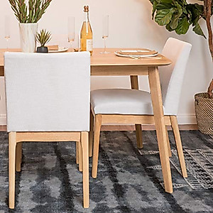 Christopher Knight Home Kwame Fabric / Oak Finish Dining Chairs, 2-Pcs Set, Light Beige