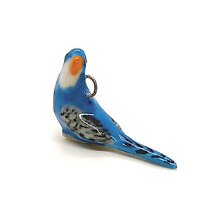 SSJSHOP Macaw Bird Micro Tiny Dollhouse Figurines Ceramic Hand Painted Animals Collectible Small Gift Home Garden Decor (Blue Pendent)