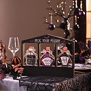 Valery Madelyn Halloween Table Decor Indoor, Lighted Spooky Halloween Decorations Pick Your Poison Wooden Sign, 12Inch Small Cute Halloween Collectible Figurines for Home Office Room Desk Tray Gifts