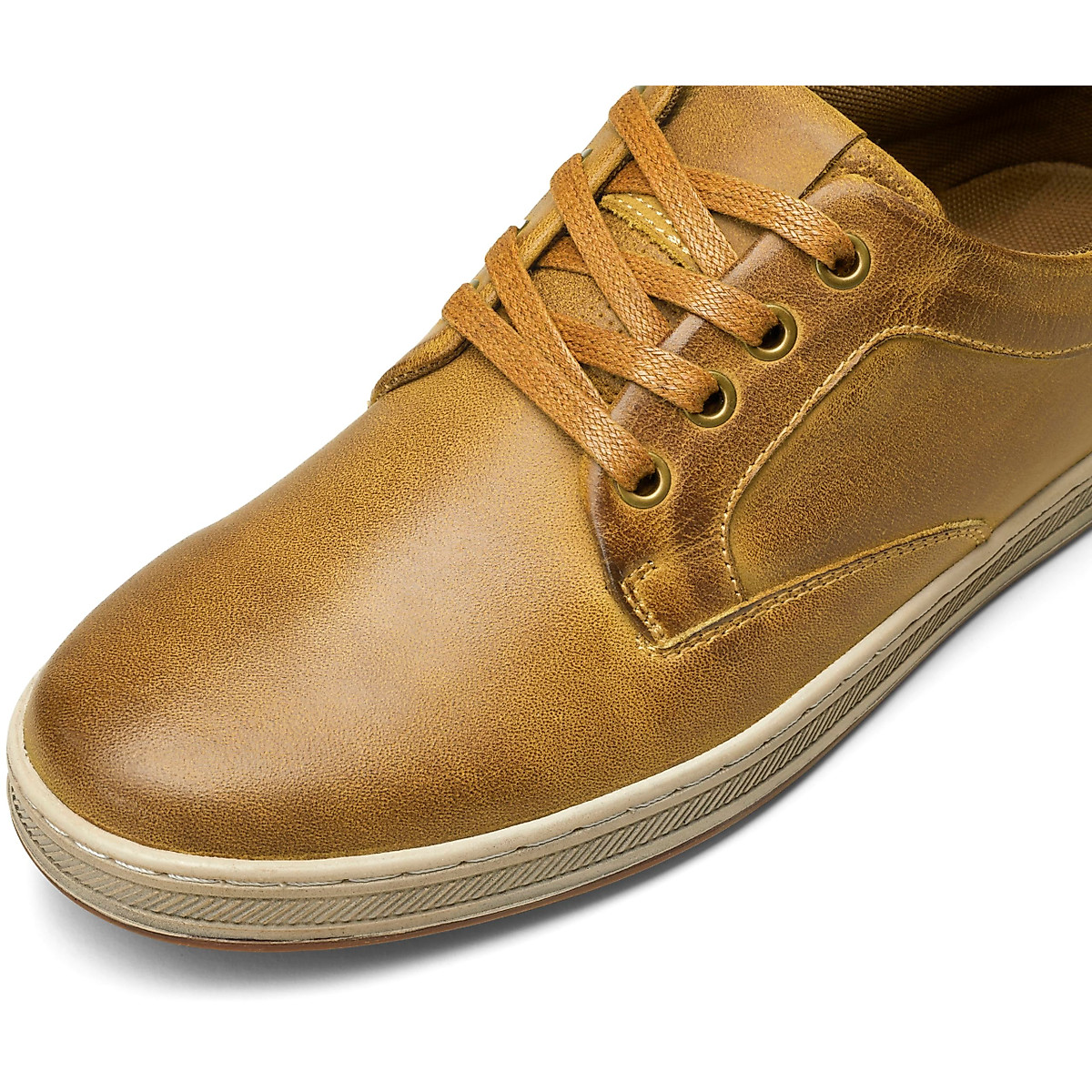 Jousen Men's Fashion Sneakers Leather Retro Casual Shoes for Men Breathable Dress Mens Sneakers (AMY5100A Brown 08)